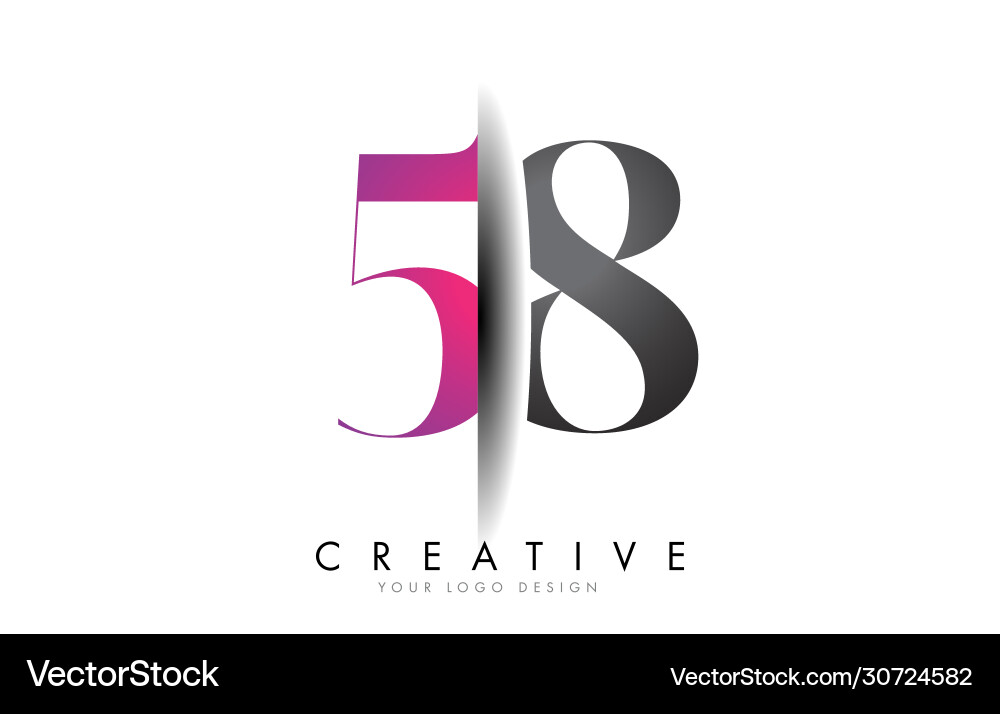 58 5 8 grey and pink number logo with creative Vector Image