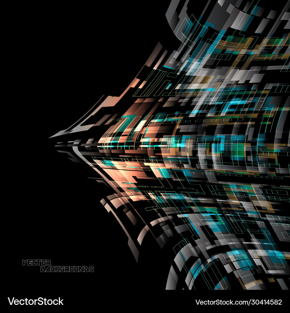 Abstract colors shapes motion on a black Vector Image