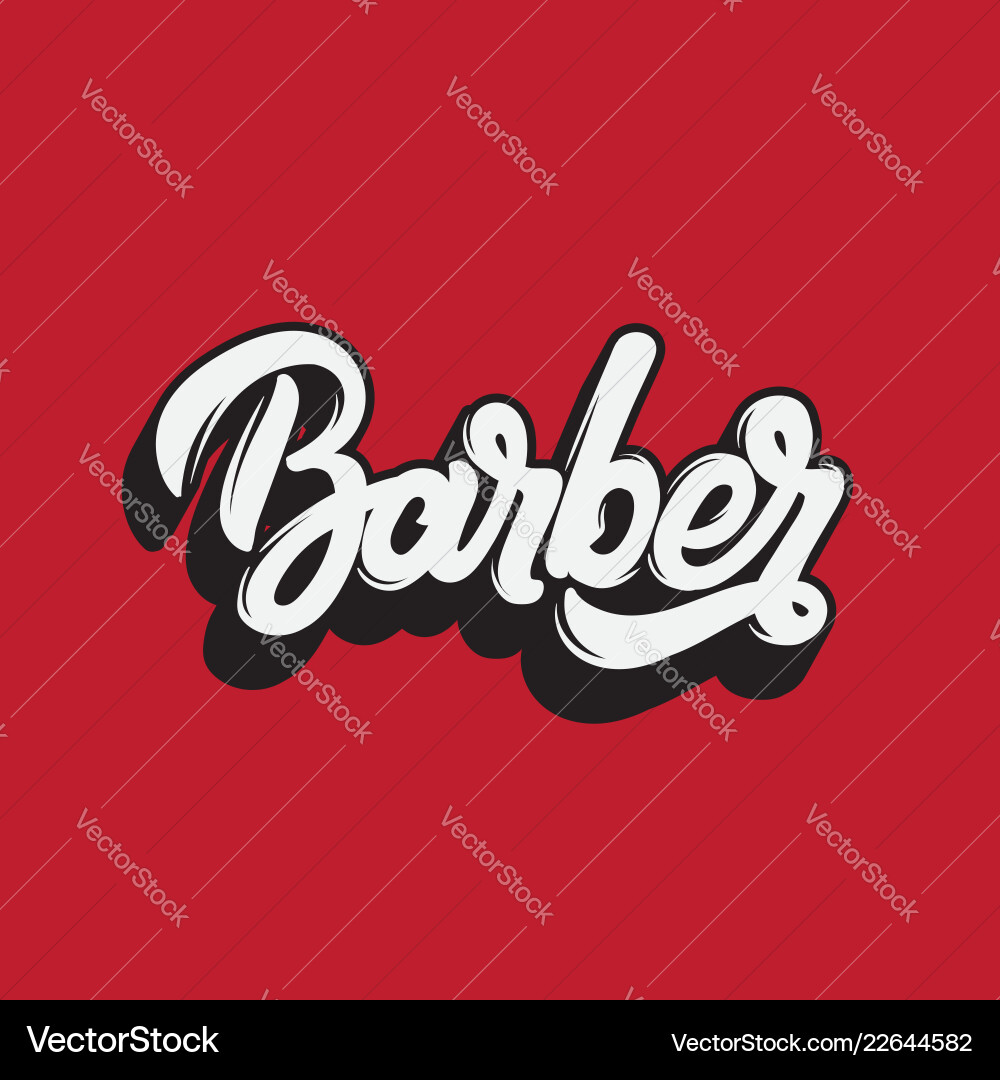 Barber handwritten lettering template for card Vector Image
