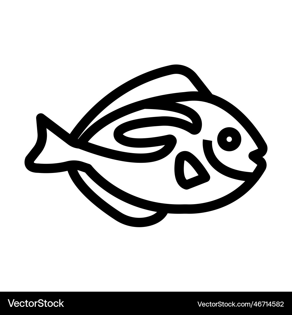 Blue tang fish thick line icon for personal Vector Image