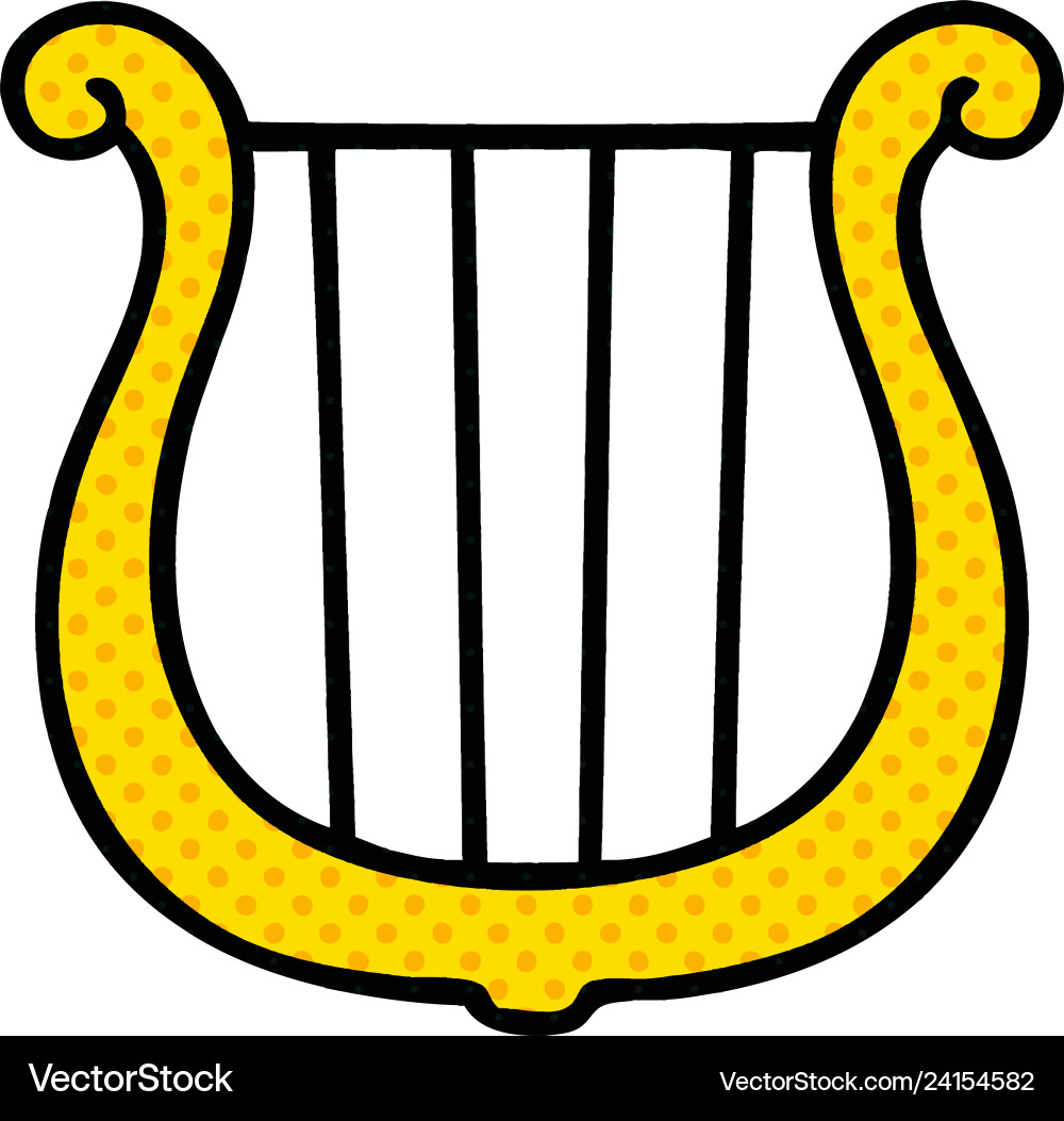 Comic book style cartoon golden harp Royalty Free Vector