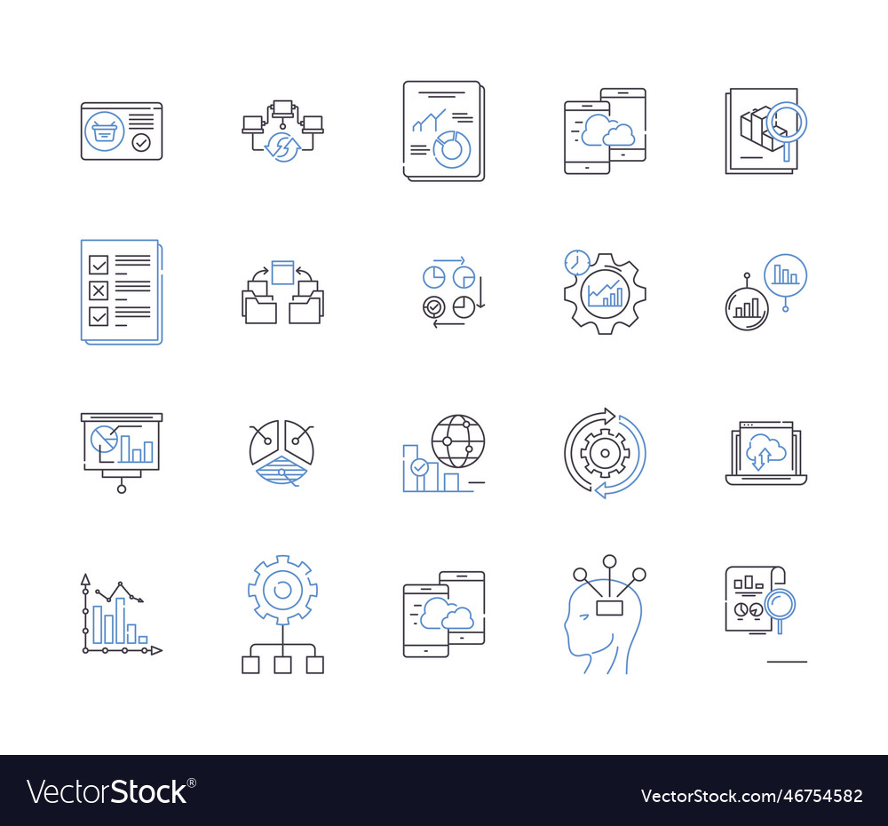 Data and devices outline icons collection Vector Image