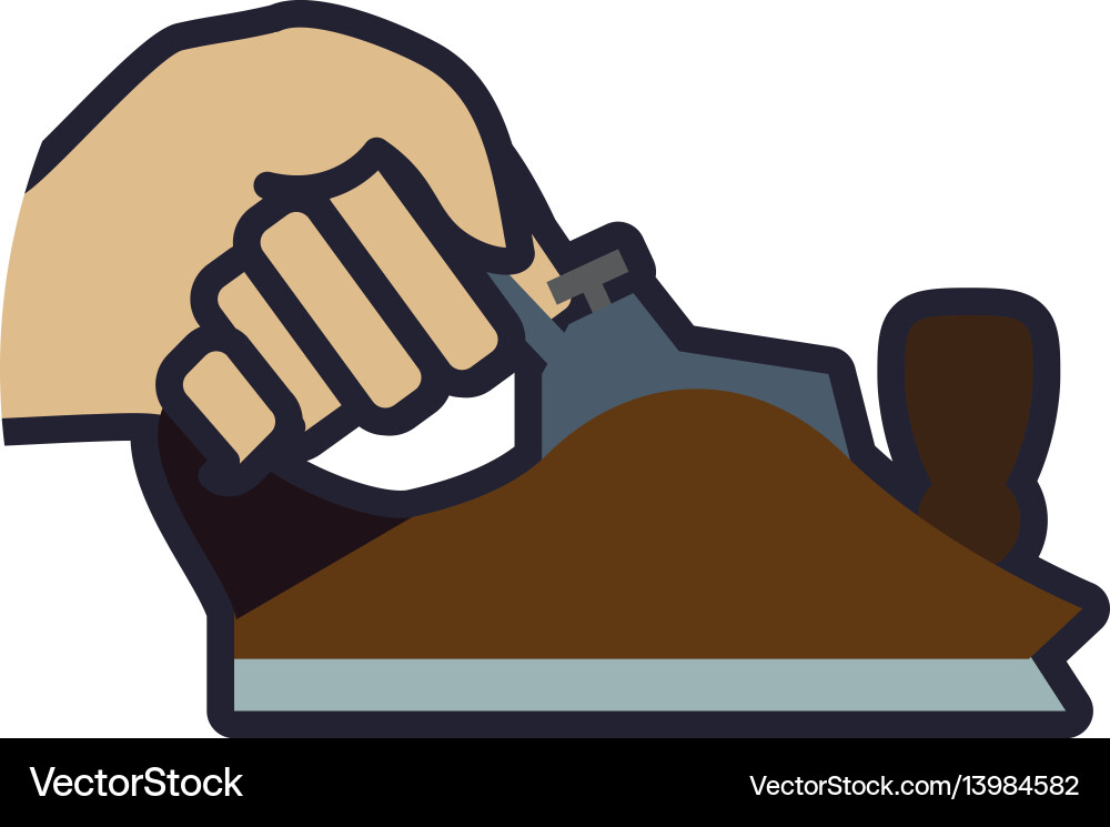 Hand holding metal smoothing plane carpentry tool Vector Image