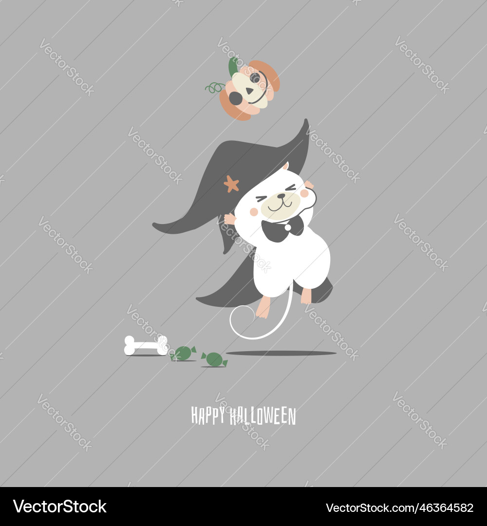 Happy halloween with mouse and pumpkin Royalty Free Vector
