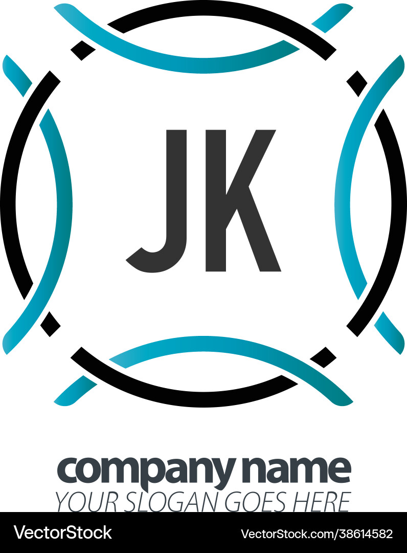 Initial letter jk circle sport logo design Vector Image