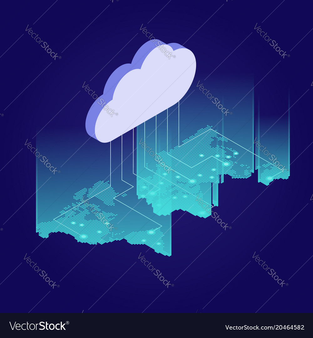 Isometric web banners for cloud computing services