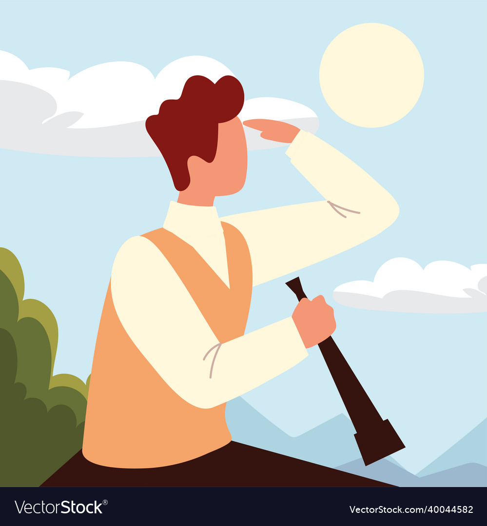 Man looking a future Royalty Free Vector Image