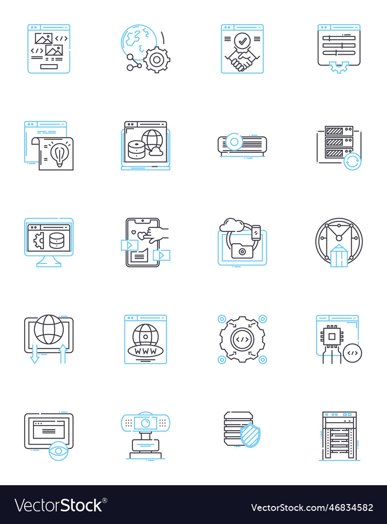 Online technology linear icons set internet Vector Image