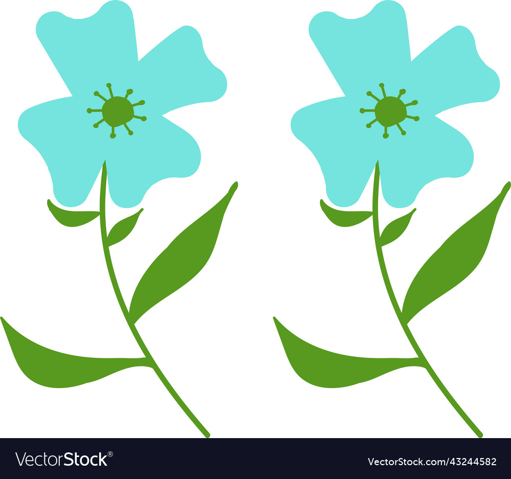 White background with blue hand drawn flowers Vector Image