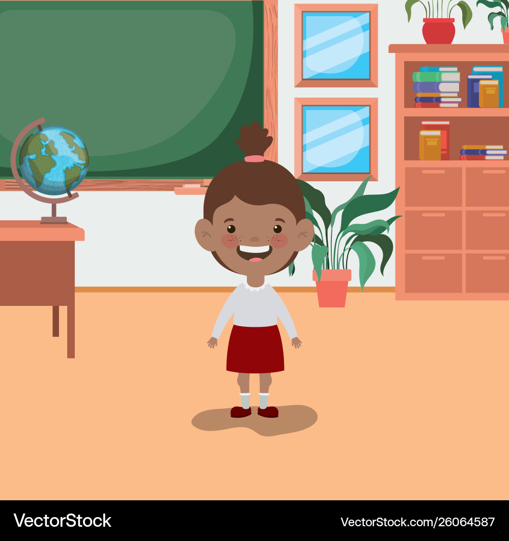 Afro student girl in classroom Royalty Free Vector Image
