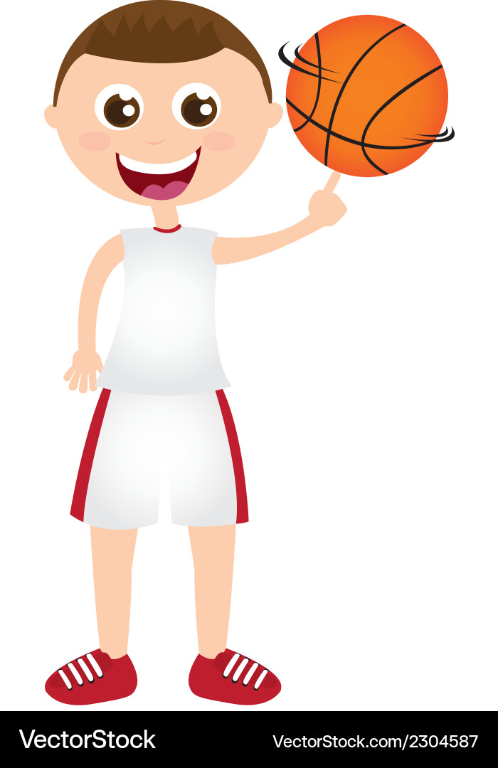 Boy playing basketball isolated over white Vector Image