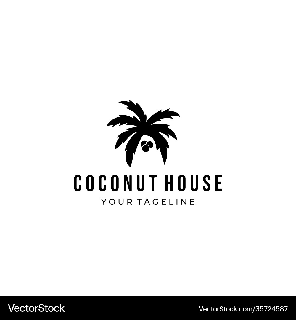 Coconut house logo clever minimalist design Vector Image