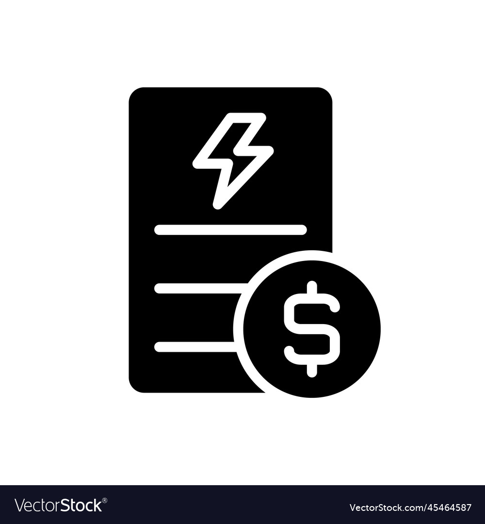 Electricity bill black glyph icon Royalty Free Vector Image Electricity bill black glyph icon Royalty Free Vector Image