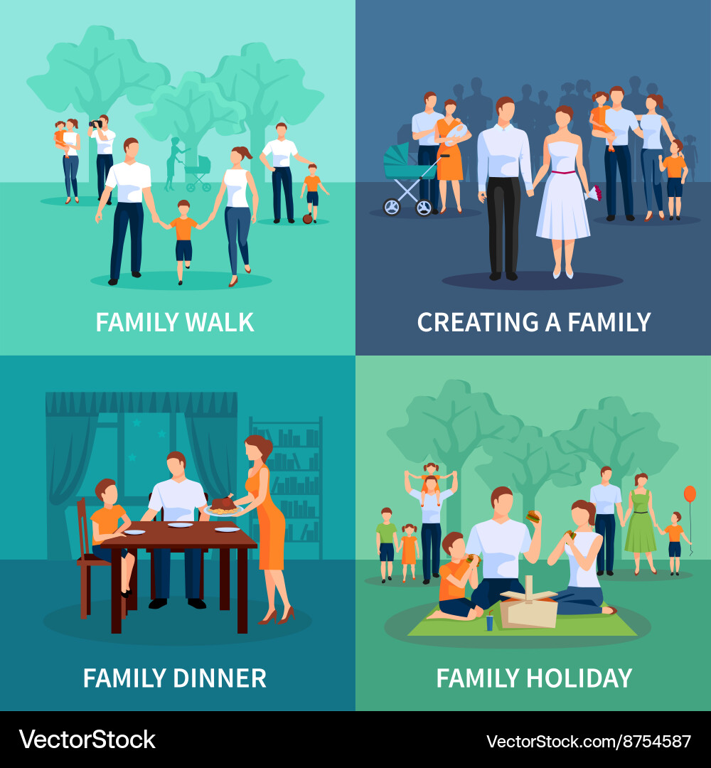 Family concept icons set Royalty Free Vector Image