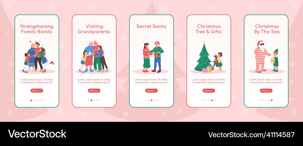 Holiday season onboarding mobile app screen flat Vector Image