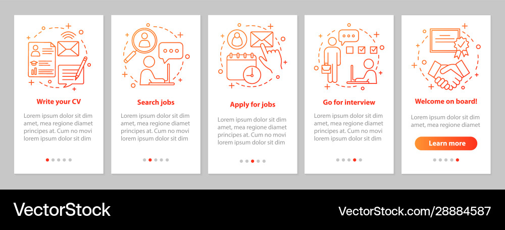 Job searching onboarding mobile app page screen Vector Image