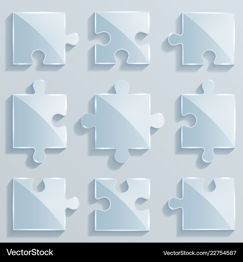 Set of luminous pieces puzzles Royalty Free Vector Image