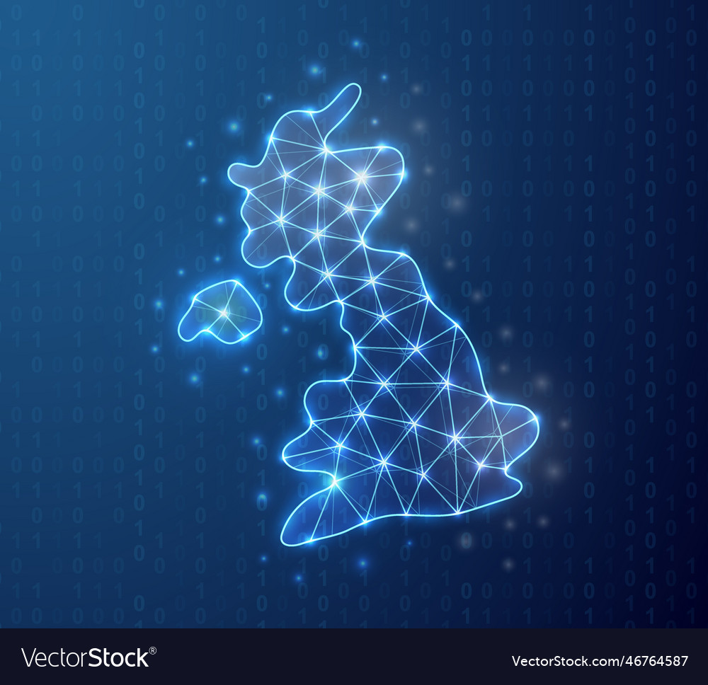 United kingdom polygonal symbol with binary code Vector Image United kingdom polygonal symbol with binary code Vector Image