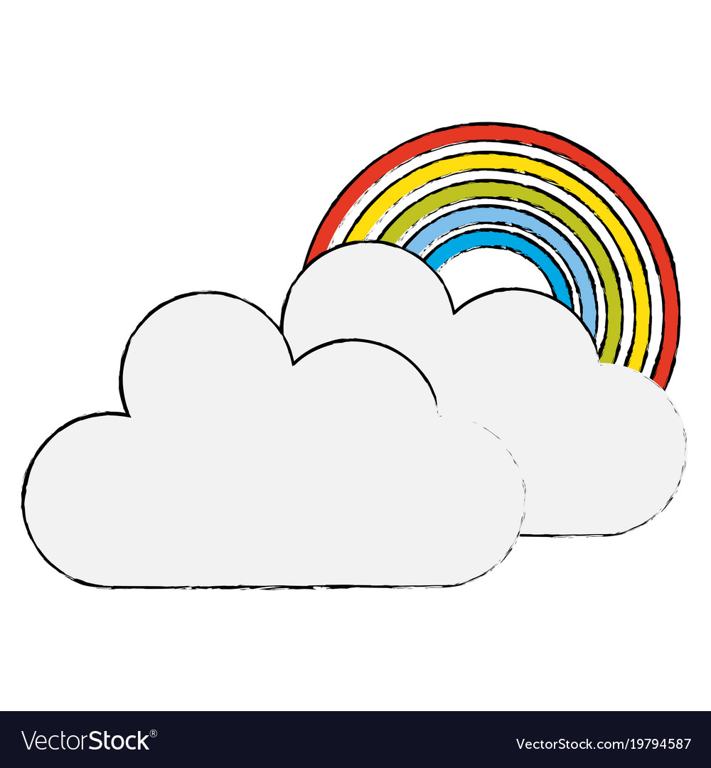 Weather cloud with rainbow Royalty Free Vector Image