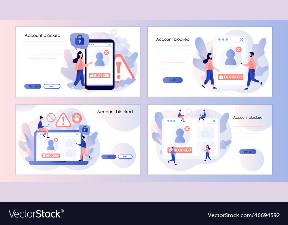 Account Blocked Hacker Cyber Attack Censorship Vector Image