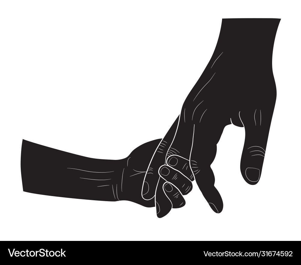 Black silhouette a child hand ho Royalty Free Vector Image