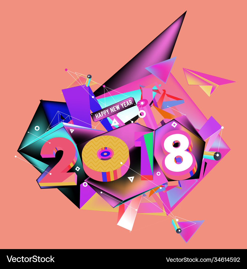 New year 2018 colorful design Royalty Free Vector Image