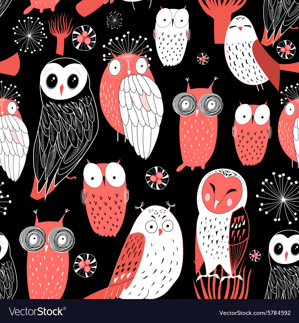 Pattern different owls Royalty Free Vector Image