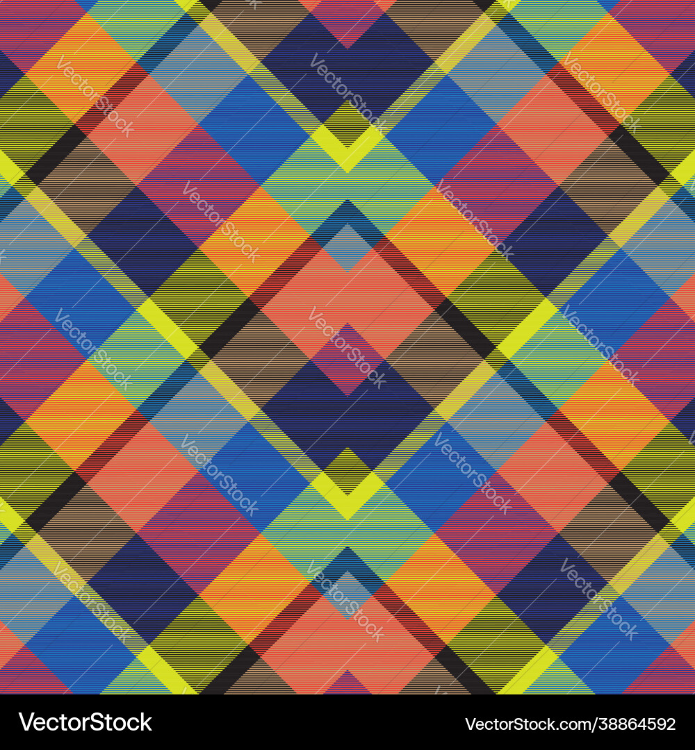Rainbow chevron plaid tartan textured seamless Vector Image
