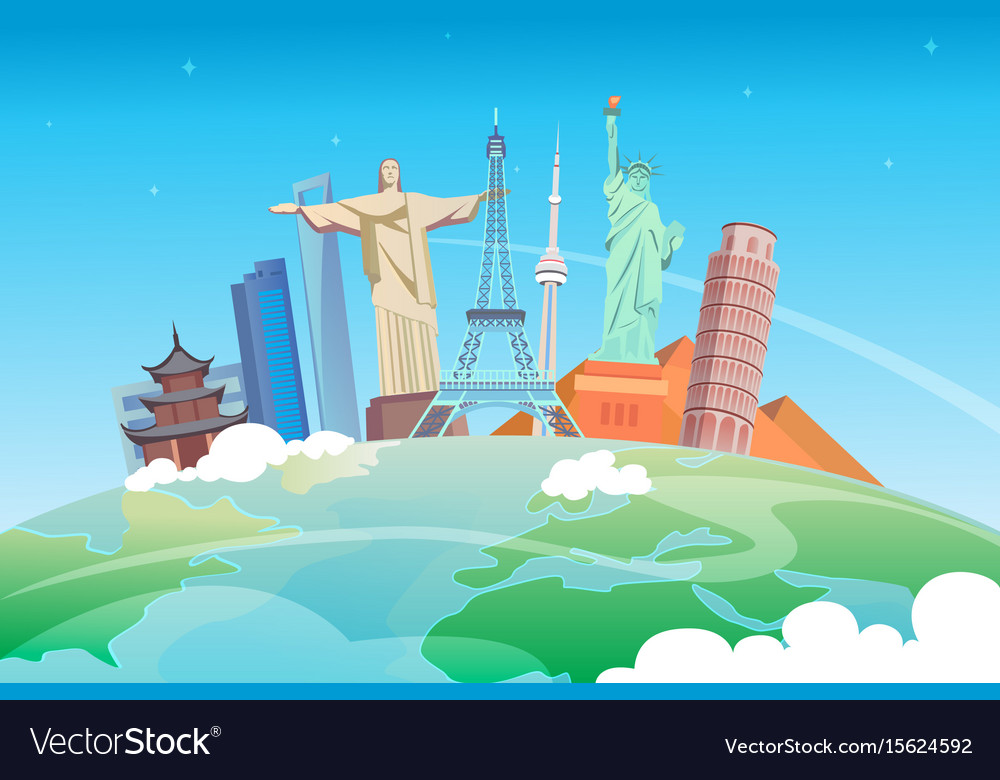 Travel to world road trip tourism landmarks on Vector Image