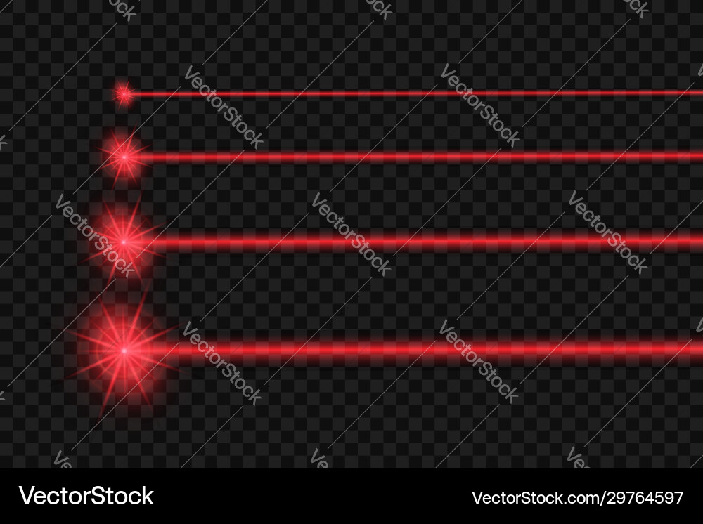 Abstract red laser beam isolated on transparent Vector Image