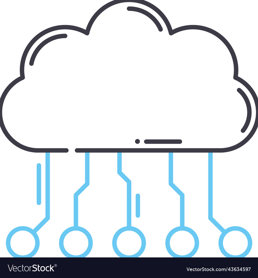Cloud Computing Line Icon Outline Symbol Vector Image
