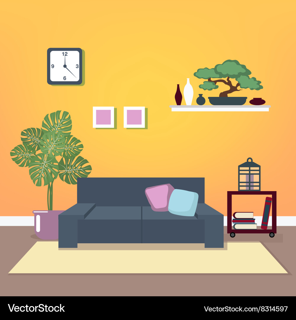 Modern interior living room design Royalty Free Vector Image