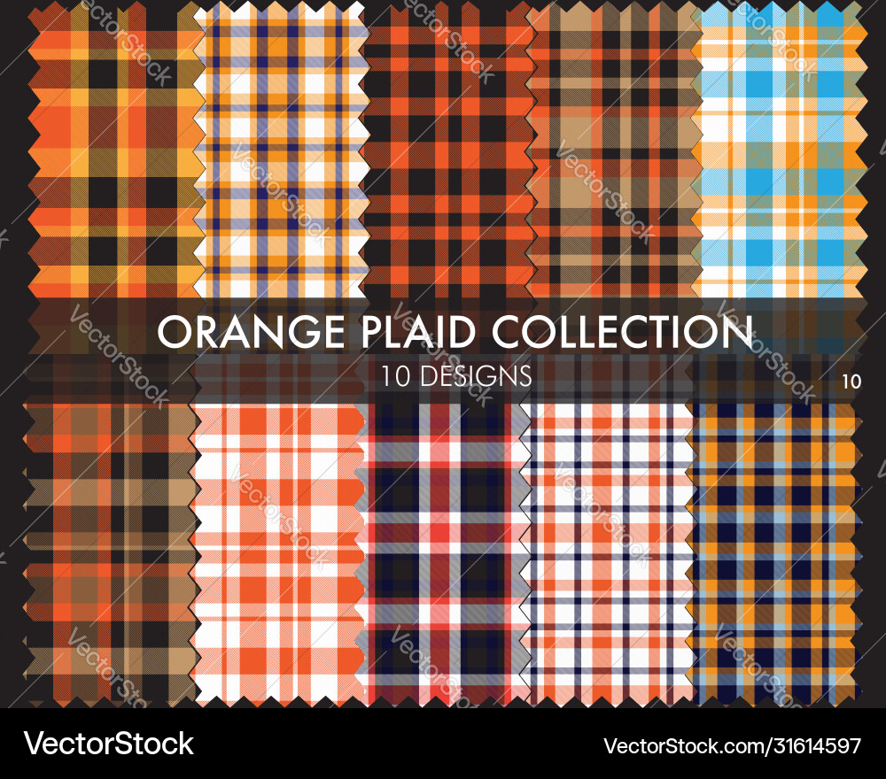 Orange plaid tartan seamless pattern collection Vector Image