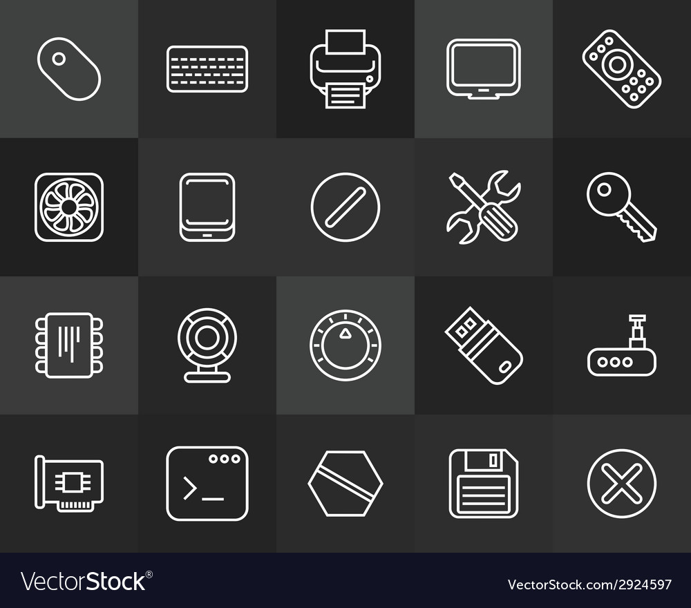 Outline icons thin flat design modern line stroke Vector Image