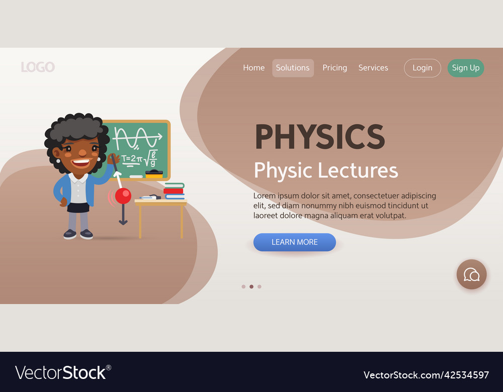 Physics website template Royalty Free Vector Image
