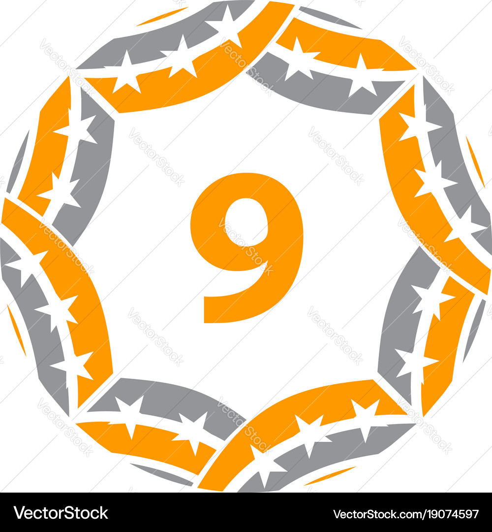 Ribbon circle star number 9 Royalty Free Vector Image