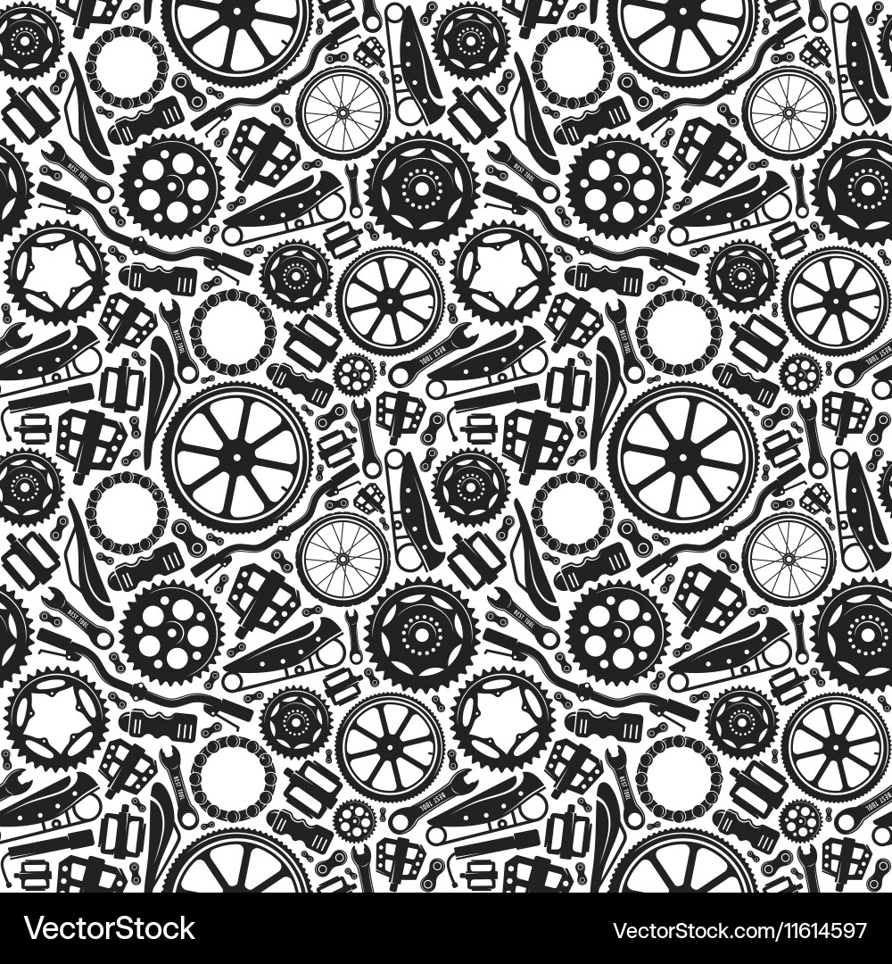 Seamless pattern with image of bicycle details Vector Image