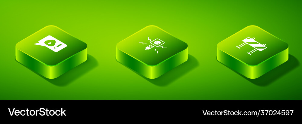 Set isometric electricity spark road barrier Vector Image