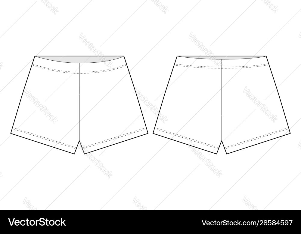 Shorts technical sketch unisex outline Royalty Free Vector