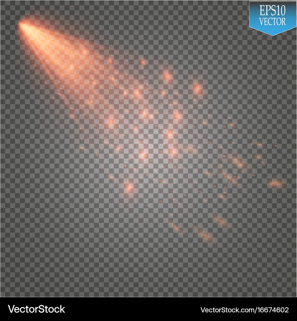 A bright comet with large dust and gas trails Vector Image