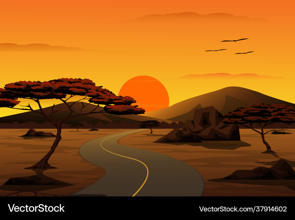 Cartoon countryside landscape Royalty Free Vector Image
