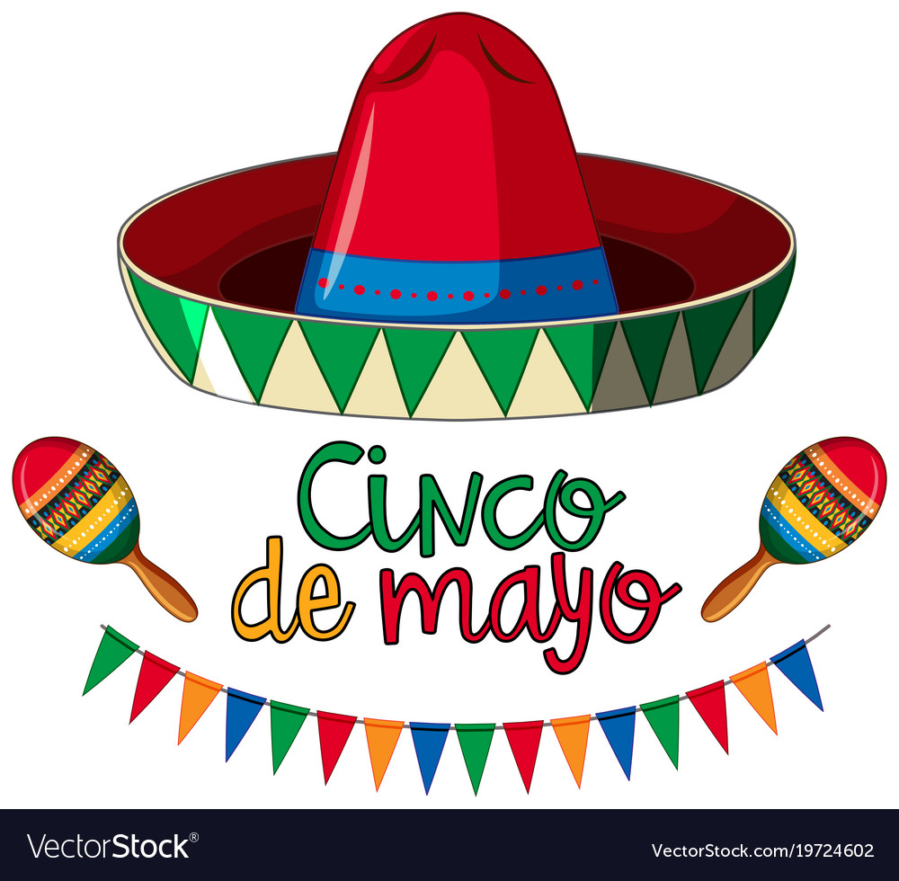 Cinco de mayo card template with red hat Vector Image