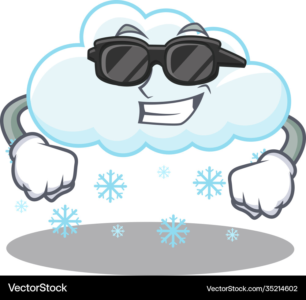 Cool snowy cloud cartoon character wearing Vector Image