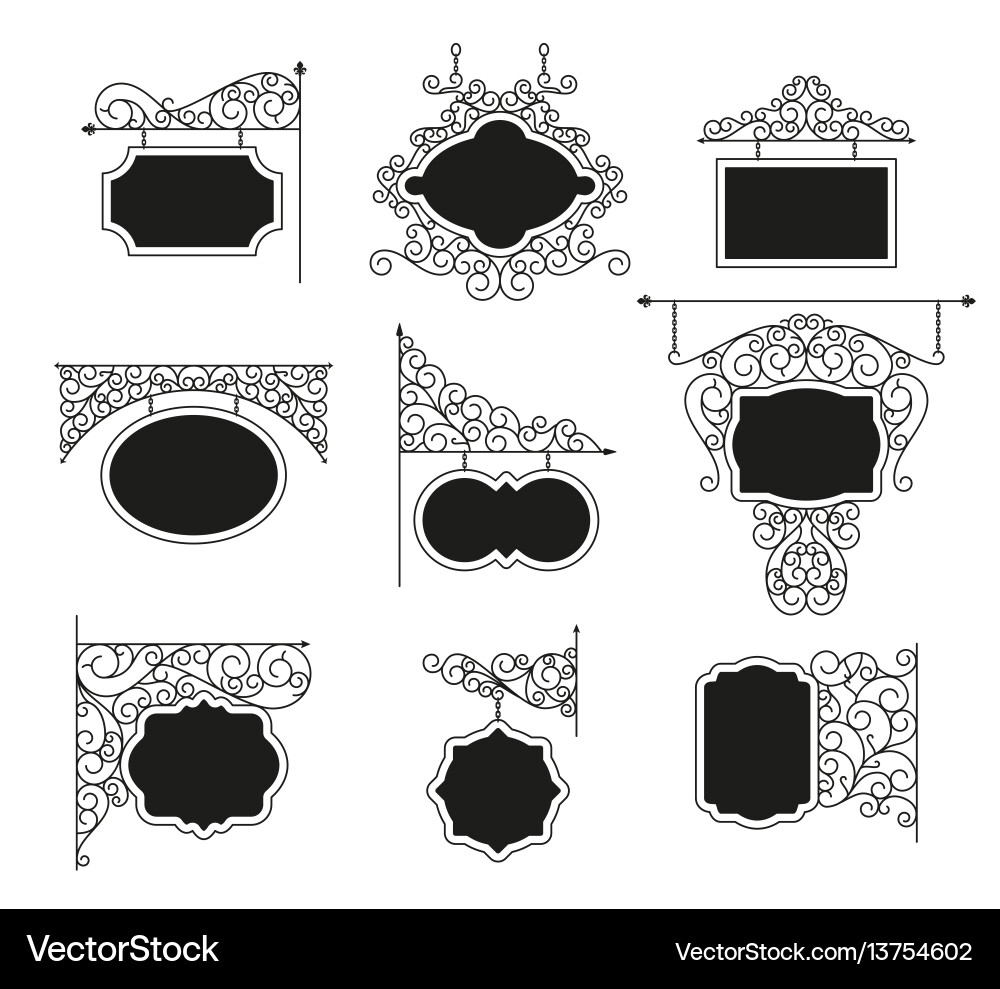 Forged metal signboards set Royalty Free Vector Image
