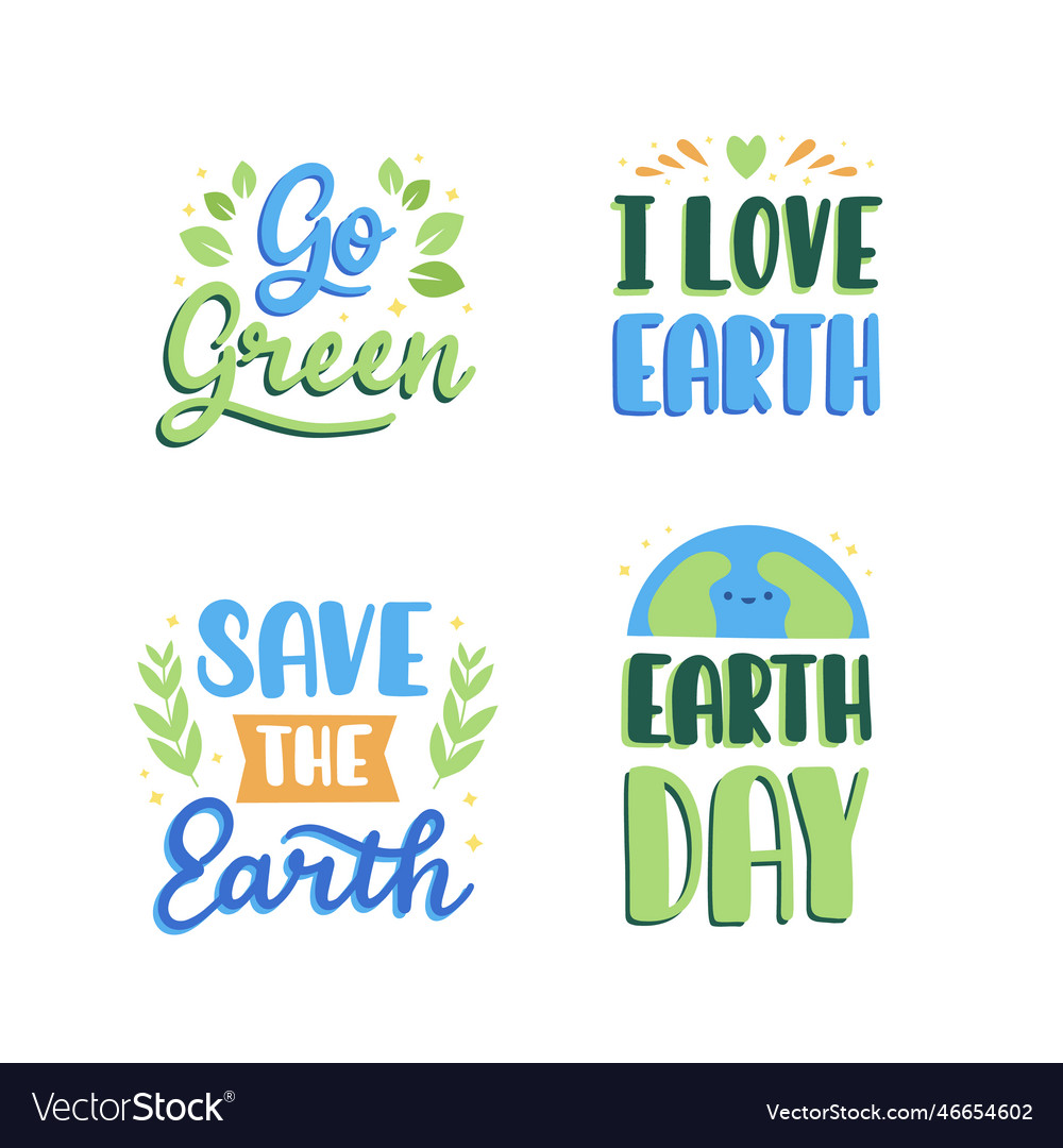 Hand drawn lettering set earth day celebration Vector Image