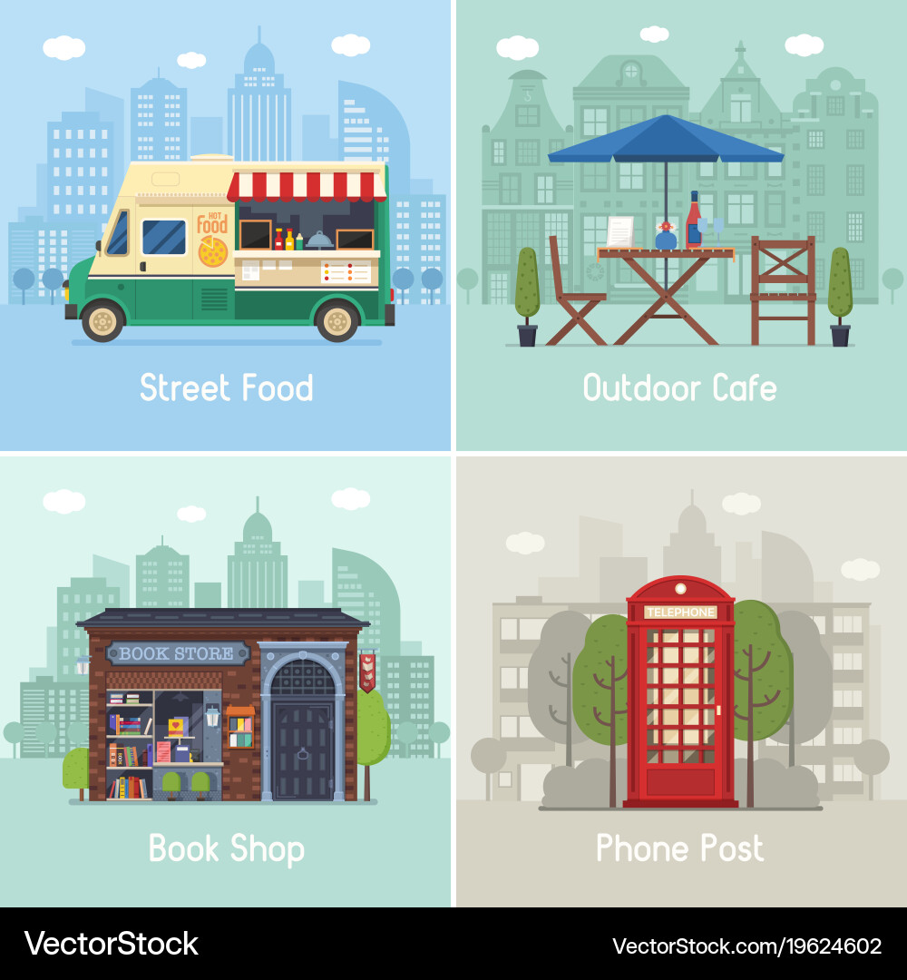 Modern city places and spots Royalty Free Vector Image