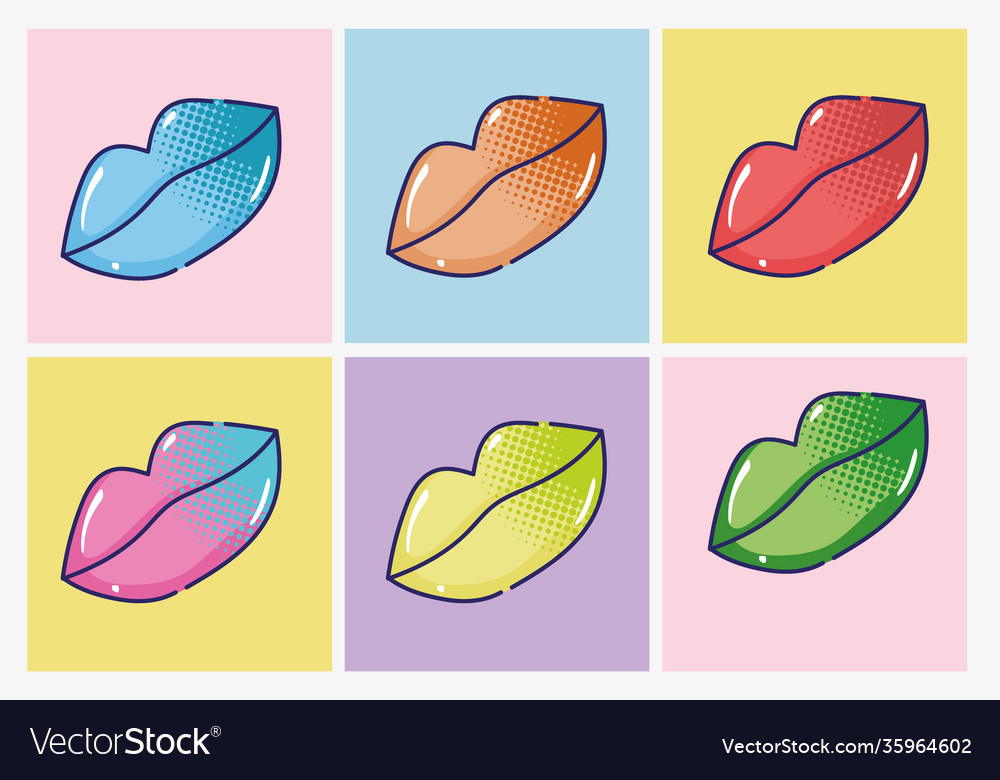 Pop Art Female Lips Fashion Gloss Halftone Vector Image