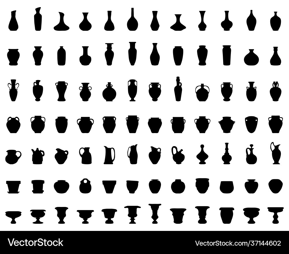 Pottery jars bowls and vases Royalty Free Vector Image