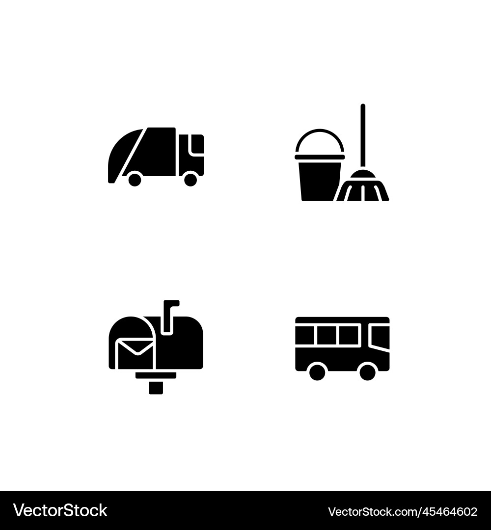 Public services black glyph icons set on white Vector Image