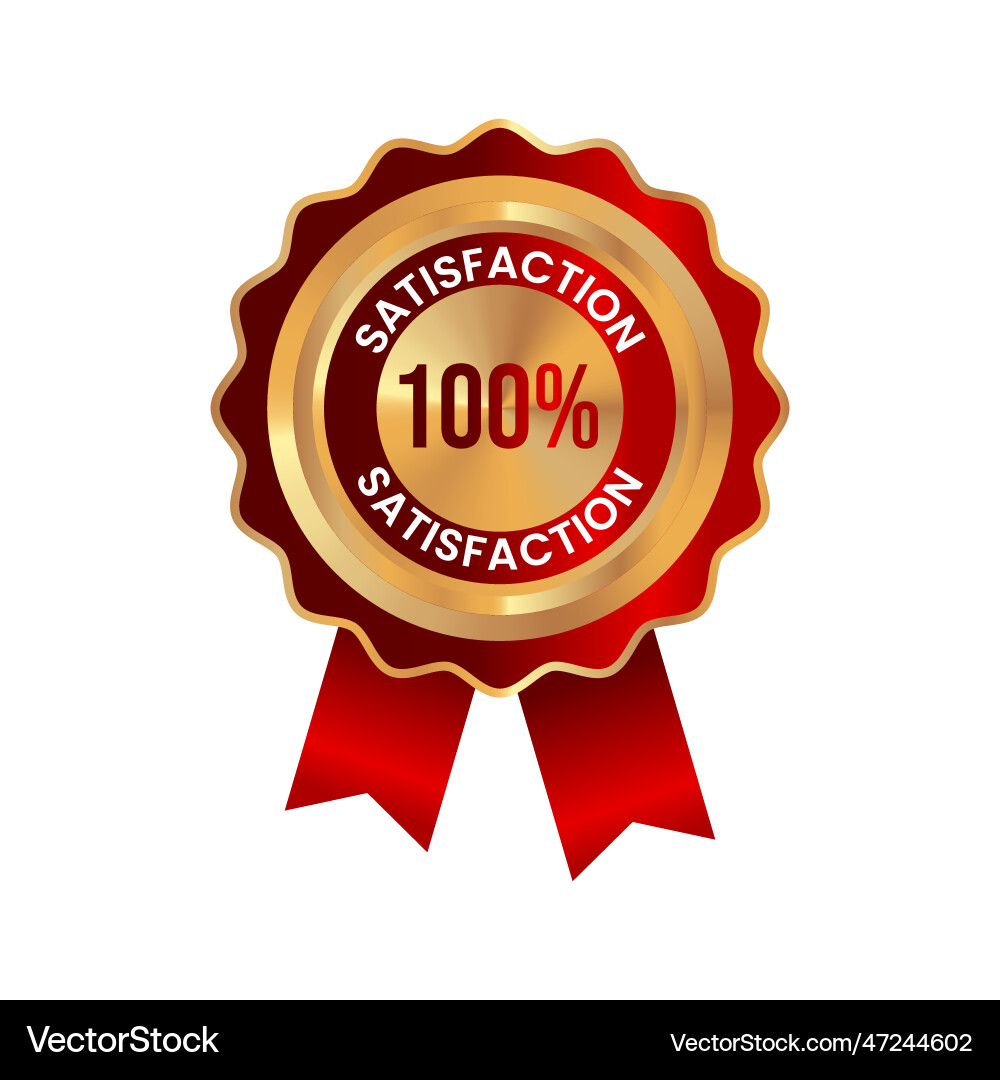 Satisfaction guaranteed gold and red badge Vector Image